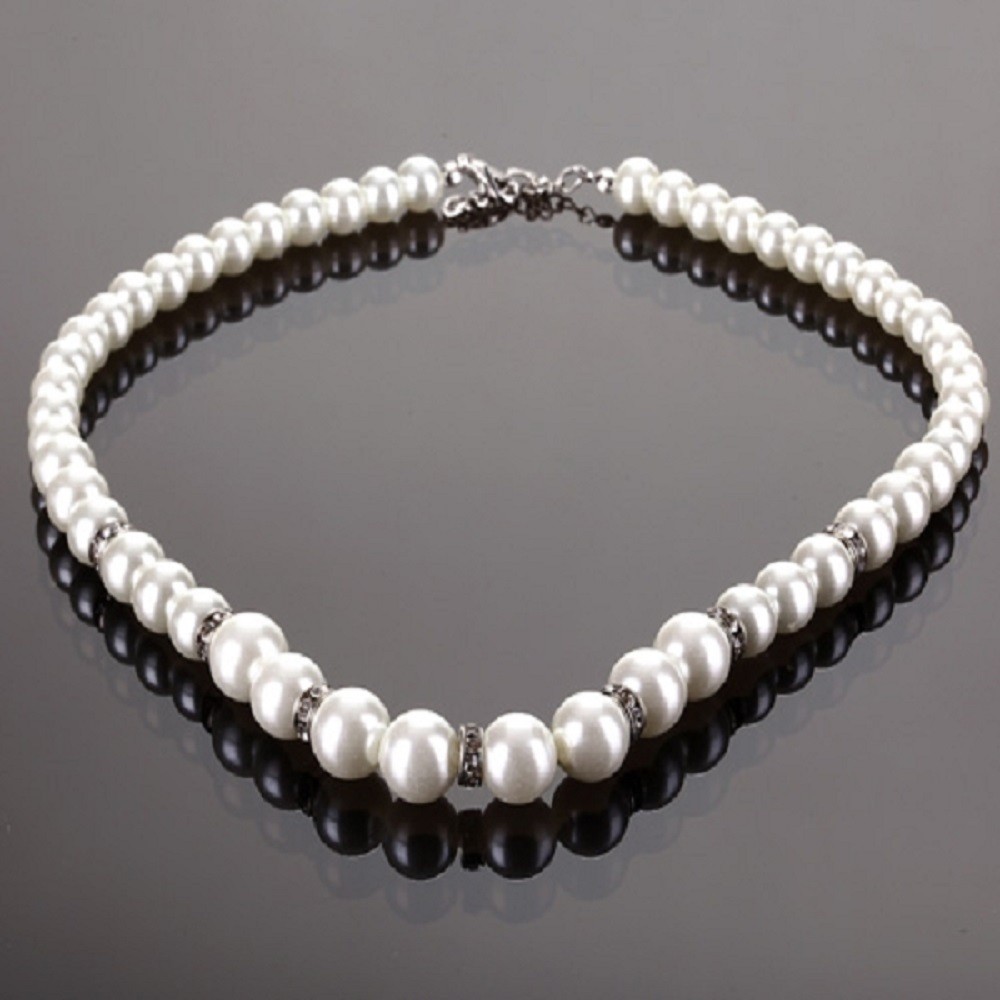 Collier de perles ivoire et strass - itisbijoux.fr